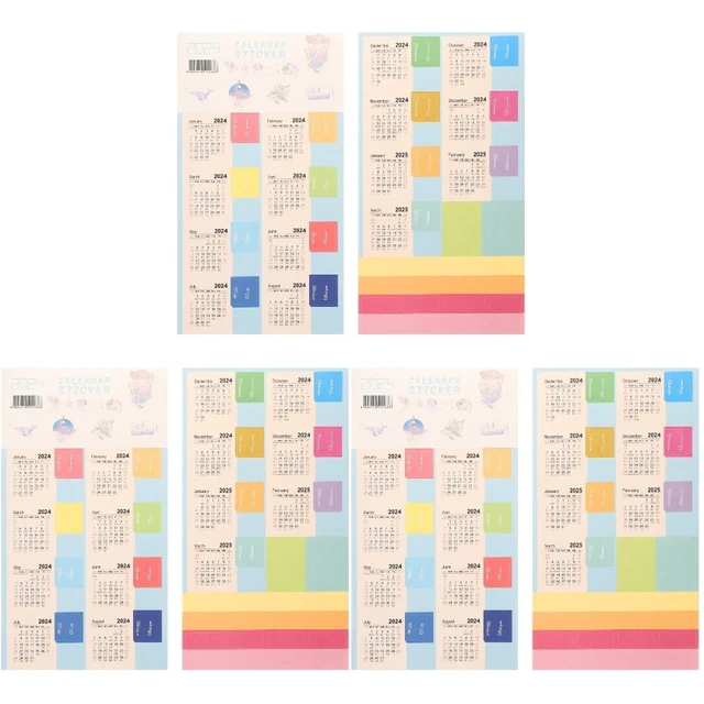 30 SETS 2024 Full Year Calendar Index Label Sticker 4pcs/set School ...