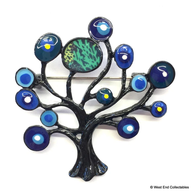 TREE OF LIFE Family Tree Enamel Brooch Vintage Art Deco Style Pin Badge ...