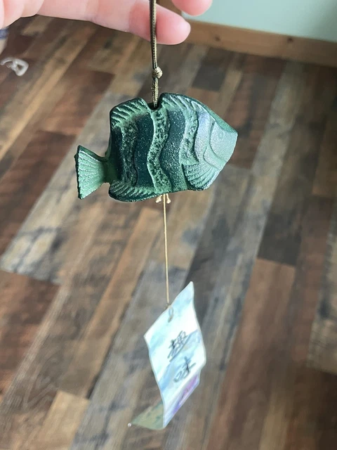 VINTAGE JAPANESE FISH Chime Cast Iron Green Kotobuki with Charm £11.47 ...