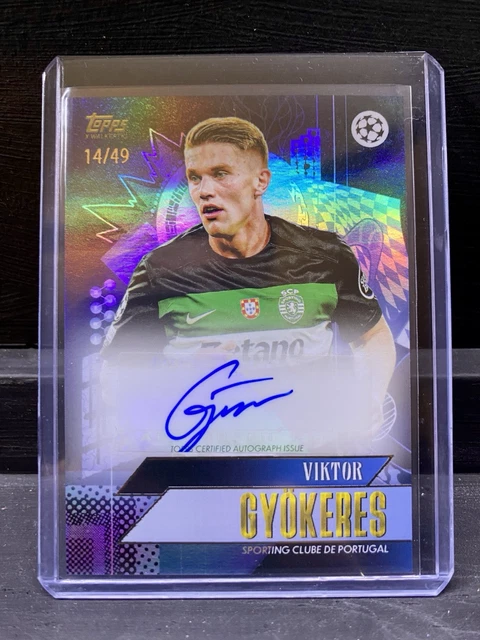 VIKTOR GYOKERES 2024-25 Topps Gold Uefa UCC Blue Parallel Auto /49🔥 £73 ...