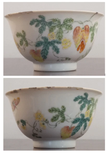 RARE FAMILLE ROSE Balsam Pear bowl Qianlong Mark And Period chinese ...