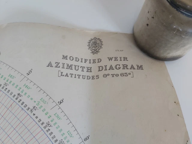 VINTAGE ADMIRALTY CHART Modified Weir Azimuth Diagram Navy Military ...