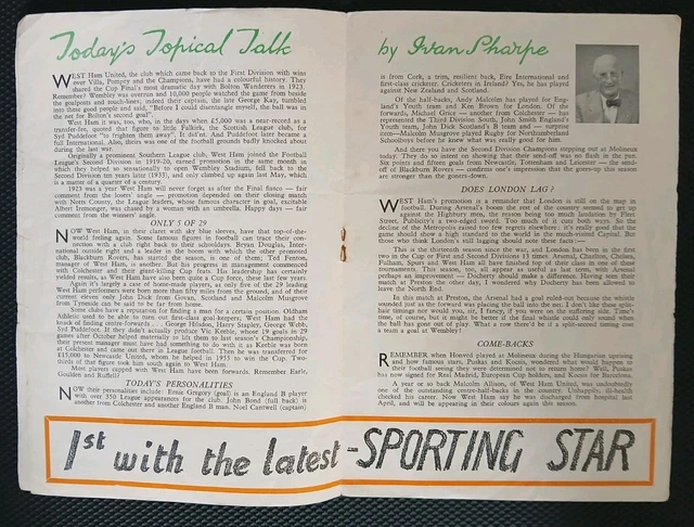 WEST HAM UNITED Away Programme v Wolves 03-09-1958. £1.49 - PicClick UK