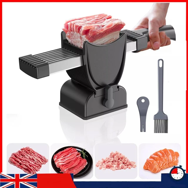 FRESH MEAT SLICER Adjustable Thickness Stainless Steel Manual Meat ...