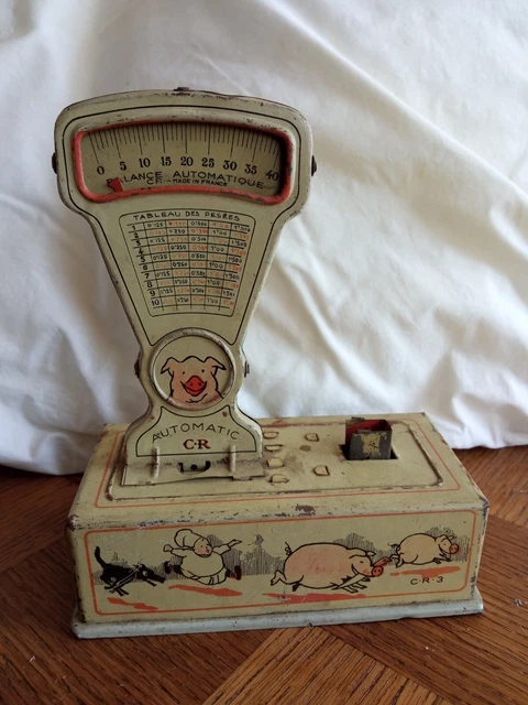 JOUET ANCIEN EN tôle cr Balance Automatic Dinette Poupée Charles ...