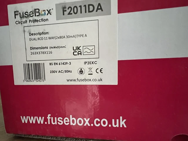 FUSEBOX F2011DA CONSUMER unit £50.00 - PicClick UK