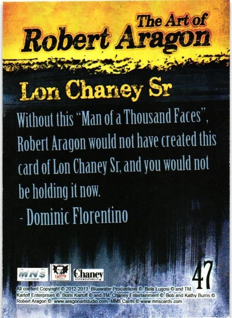 LON CHANEY SR. Bluewater Productions Art of Robert Aragon Trading Card ...