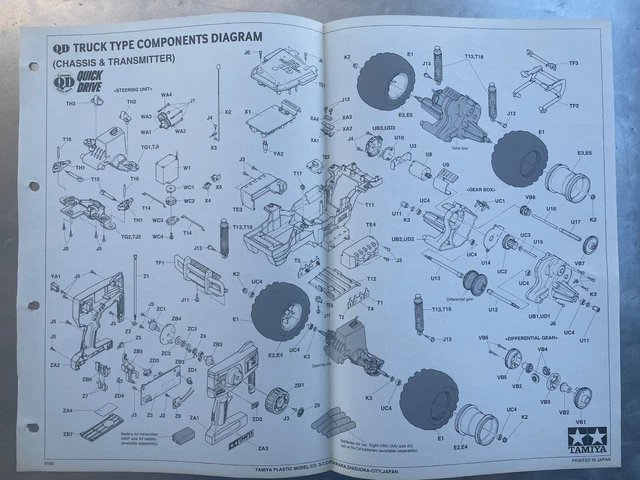 TAMIYA ORIGINAL EXPLODED Diagram from Tamiya Service guide Quick Drive ...