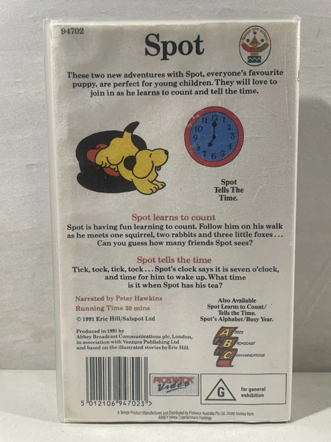 VINTAGE 1991 SPOT VHS Spot Leans To Count & Spot Tells The Time VGC £18 ...