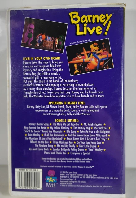 BARNEY - LIVE In New York City (VHS, 1994, Classic Collection) $21.77 ...