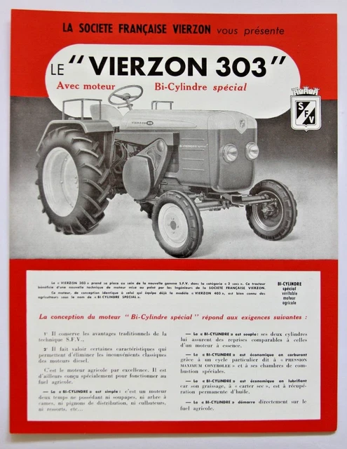 PROSPECTUS BROCHURE TRACTEUR SFV 303 Société Française VIerzon tractor ...