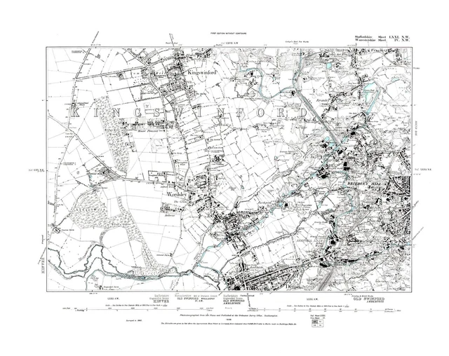 OLD MAP OF Brierley Hill, Pensnett, Kingswinford, Staffs. in 1886 ...