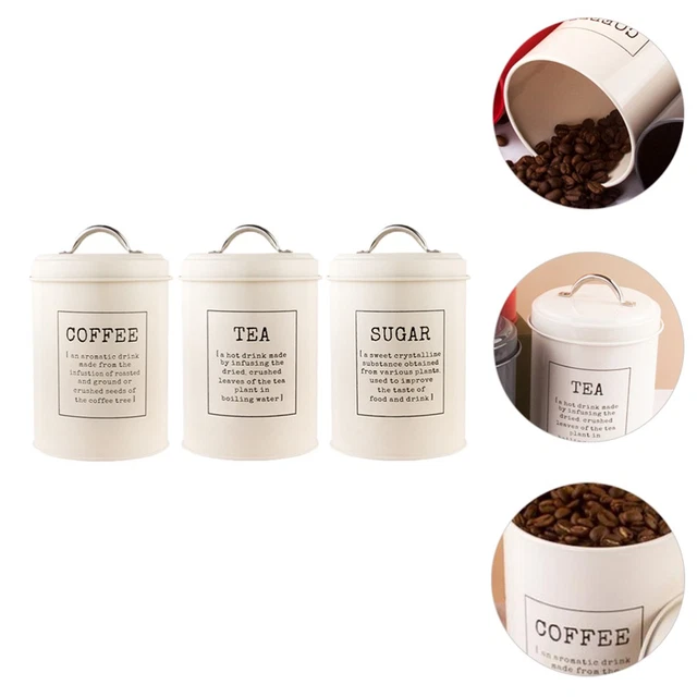 3 PCS STORAGE Jar Retro Tea Coffee Sugar Canisters Containers Leaf ...