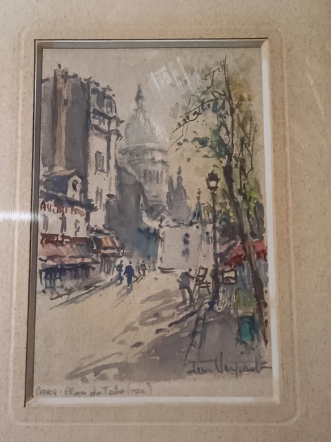 AQUARELLE ANCIENNE SIGNÉE Denis Verspecht Quai D'orléans Notre Dame Paris 10X15 EUR 59,00 ...