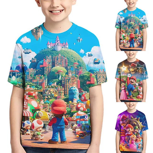 SUPER MARIO BROS 3D Printed Kids Boys Girls Short Sleeve T-Shirt Tee ...