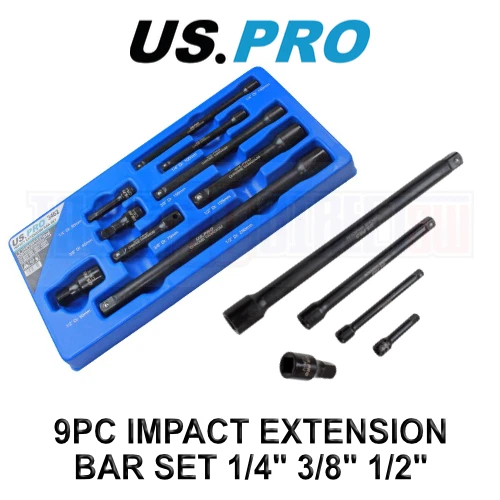 US PRO TOOLS 9pc 1/4" 3/8" 1/2" dr Impact Extension Bar Set For Sockets 3462 £12.83 - PicClick UK