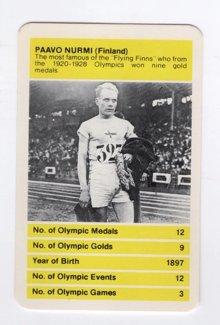 OLYMPIC ATHLETICS CARD. Athletics - Paavo Nurmi (Finland) Running EUR 5 ...