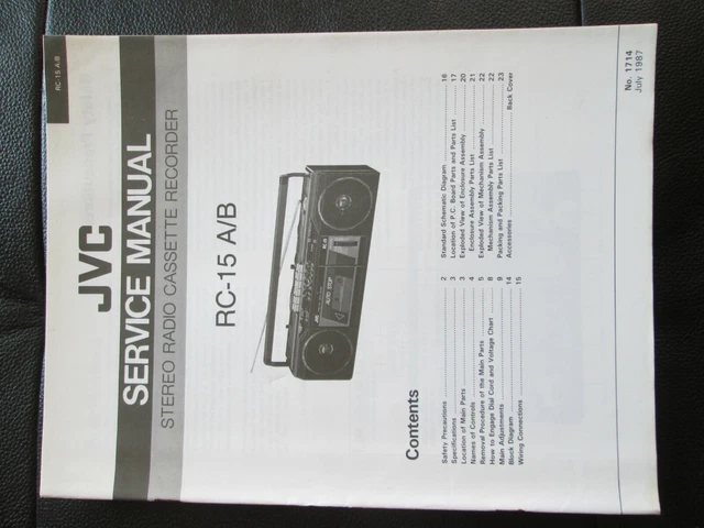 JVC RC-15 A/B Stereo Radio Cassette Recorder Official Service Manual ...