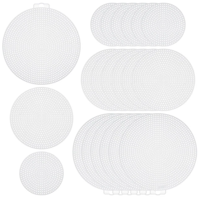 30 PCS PLASTIC Canvas for Cross Stitch Mesh Material Circle Circular ...