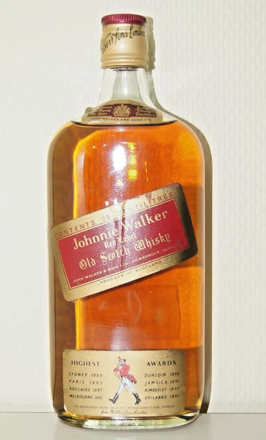 JOHNNIE WALKER RED Label Old Scotch Whisky contents 75 centilitres ...