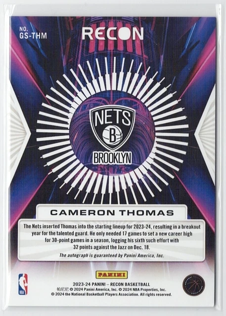 CAMERON CAM THOMAS 2023-24 Recon Glorified Signatures #GS-THM Bleu 16/ ...