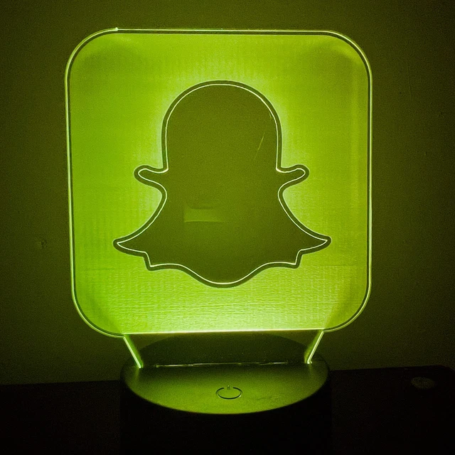 SNAPCHAT GHOST SOCIAL MEDIA 3D Acrylic LED 7 Colour Night Light Touch ...