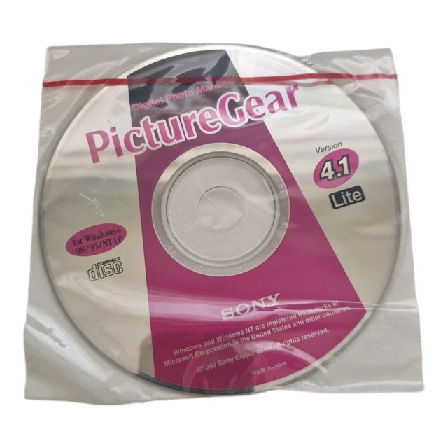SONY SOFTWARE CD-ROM Picture Gear 4.1 Lite Rare Early Cd Nt4.0 Windows ...