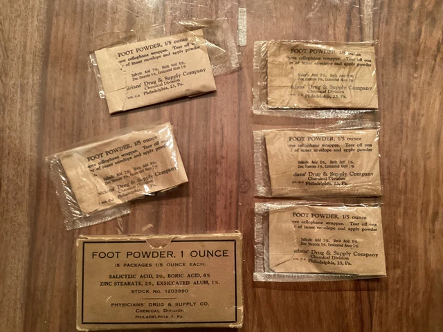 TRÈS RARE FOOT POWDER 1 Ounce 5 SACHETS ORIGINAL - MÉDICAL DEPARTMENT ...