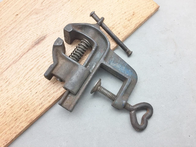 VINTAGE WATCHMAKER GUNSMITH Machinist Bench Top Vise Clamp Anvil Spring ...