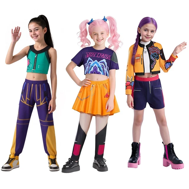 KIDS GIRLS K-POP Demon Hunters Rumi Mira Zoey Cosplay Costume Fancy Dress Outfit £13.99 ...