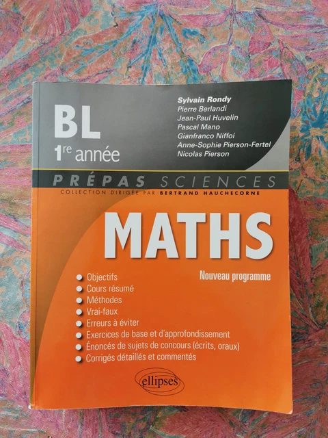 MATHS PRÉPAS SCIENCES BL 1ère Année Ellipses Sylvain Rondy EUR 20,00 - PicClick FR