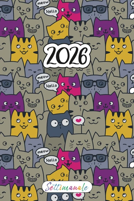 AGENDA SETTIMANALE 2026 Gatti: Pianificatore Orizzontale 2026 | 12 Mesi ...