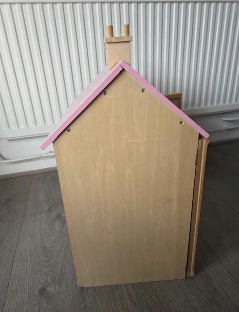 WOODEN 1:12 COMPLETE Doll's House, Pink Roof, Opening Doors, Furniture ...