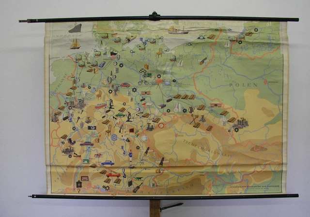 SCHULWANDKARTE GERMANY INDUSTRY U.Traffic Vintage Wall Map 159x114cm ...
