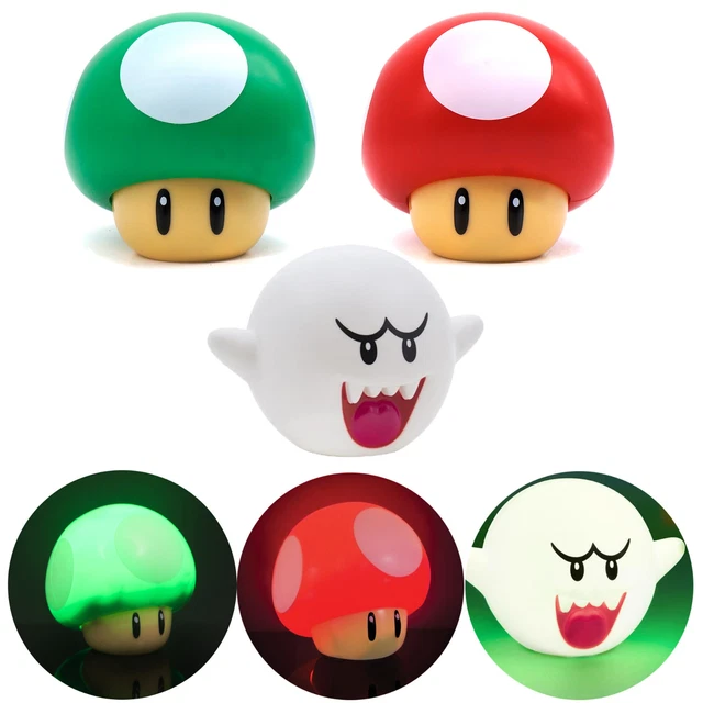 SUPER MARIO MUSHROOM Night Light with Sound LED USB Rechargeable Ghost ...