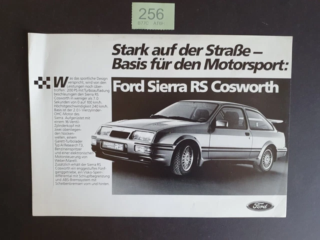 FORD SIERRA RS Cosworth Broschüre Doppelseitig Deutsch 1985 EUR 19,14 ...