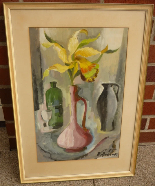 VICTOR DREVES KÖLN Ölgemälde Ölbild Gemälde signiert original Bild Stillleben EUR 49,00 ...