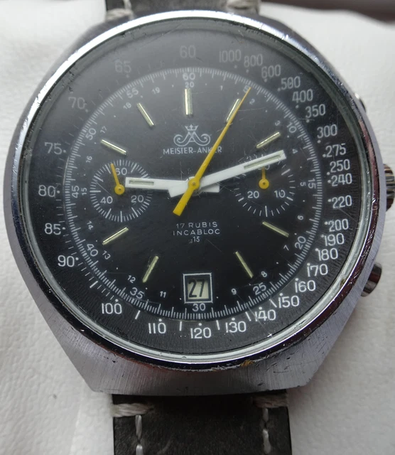 CHRONOGRAPH MEISTER ANKER. Kaliber Valjoux 7733. Handaufzug. 70ig ...