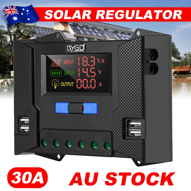 LCD SOLAR PANEL Charge Controller Regulator DC 12V/24V Auto USB 30A Battery PWM $38.95 - PicClick AU