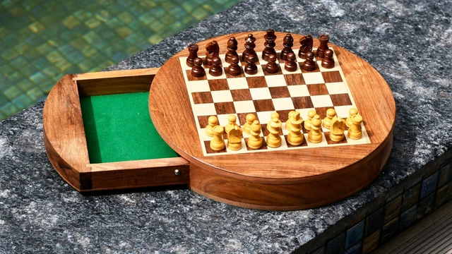 TRAVEL SERIES ROUND Magnetic Chess Set - Sheesham Wood $77.99 - PicClick