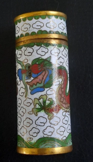 PETITE BOITE CHINOISE Vintage En Emaux Cloisonnes Decor Dragon EUR 10 ...