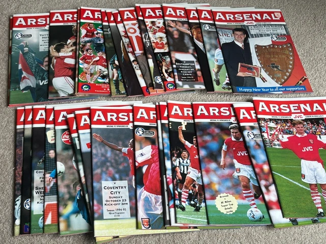 ARSENAL FC FULL Set 1994-1995 Home Game Programmes League & Cups, all ...