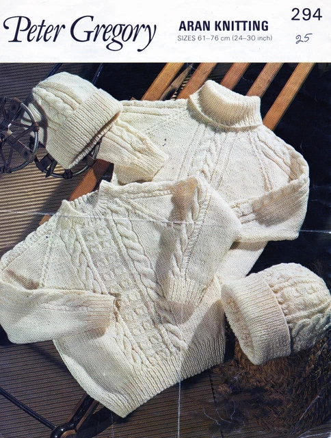 ~ PETER GREGORY Knitting Pattern For Child's Aran Sweaters & Hats ~ 24 ...