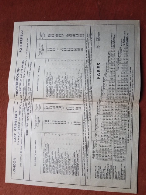 SOUTHDOWN MOTOR BUS Service . London E Grinstead, Rotherfield timetable ...
