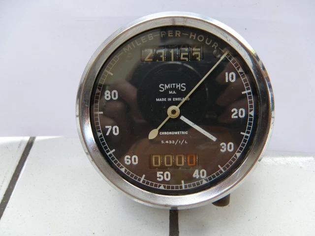 VINTAGE SMITHS 80 Mph Chronometric Motorcycle Speedometer With Trip S ...