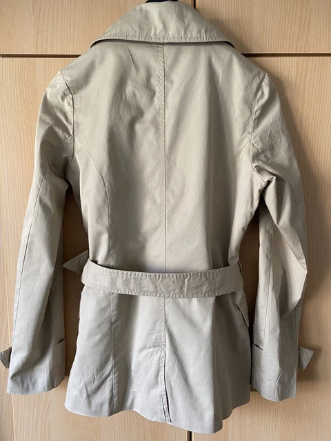 TRENCHCOAT AMISU KURZ Damen Jacke beige Gr 36 doppelt geknöpft Gürtel ...
