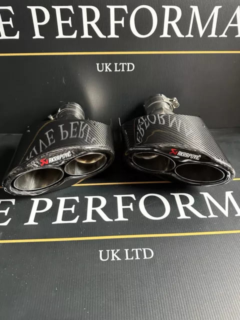 AKRAPOVIC CARBON FIBRE & Stainless Steel Exhaust Tips Audi RS3 RS4 RS5 ...