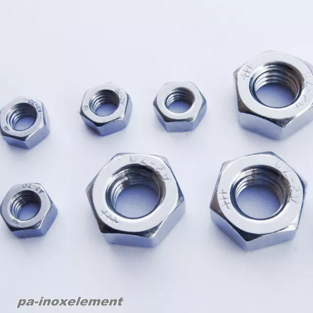 SECHSKANTMUTTERN DIN 934 Edelstahl V2A VA Muttern M1,6 M2,5 M3 M4 M5 M6 bis M16 EUR 3,28 ...