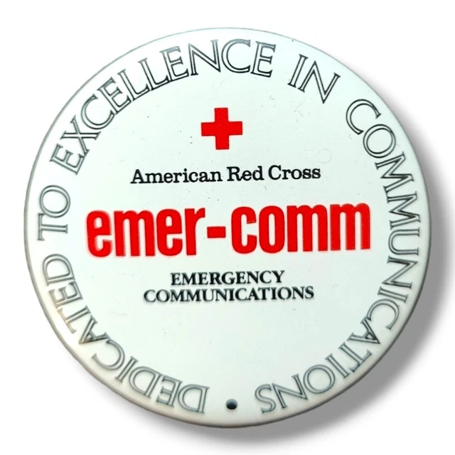 VINTAGE EMERGENCY COMMUNICATIONS Red Cross Emercomm EMT Badge Pin ...