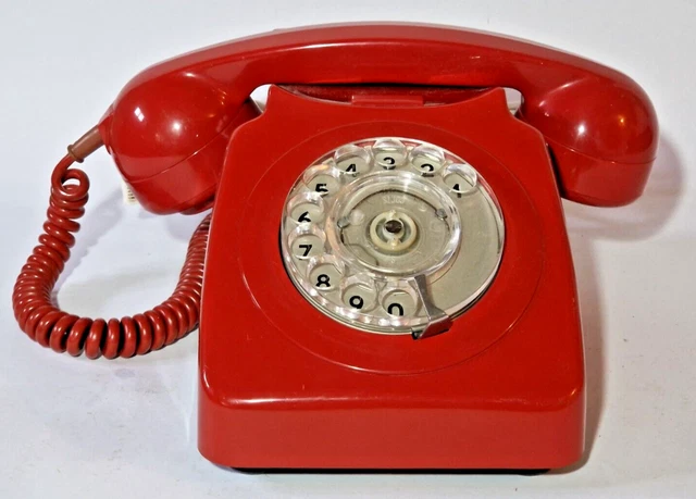 VINTAGE LANDLINE ROTARY Dial Telephone - Gpo Bt 746F Red Plug & Play £ ...